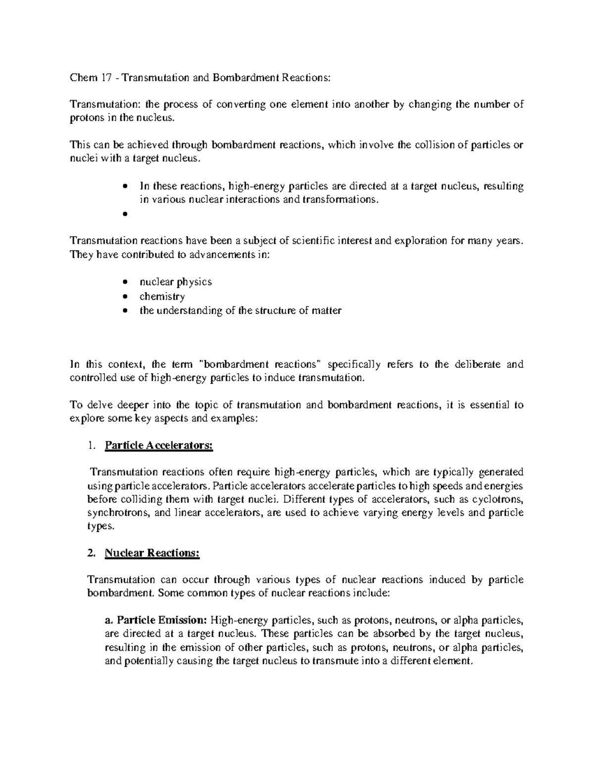 Chem 17 - Transmutation and Bombardment Reactions - Chem 17 ...