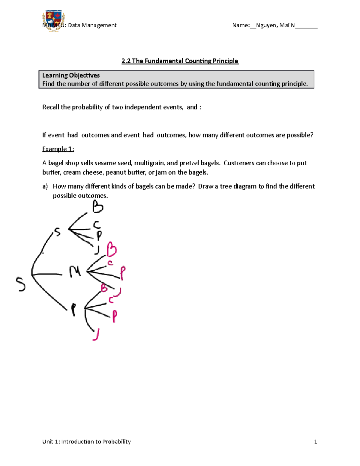 2.2 - The Fundamental Counting Principle - MDM4U: Data Management Name ...