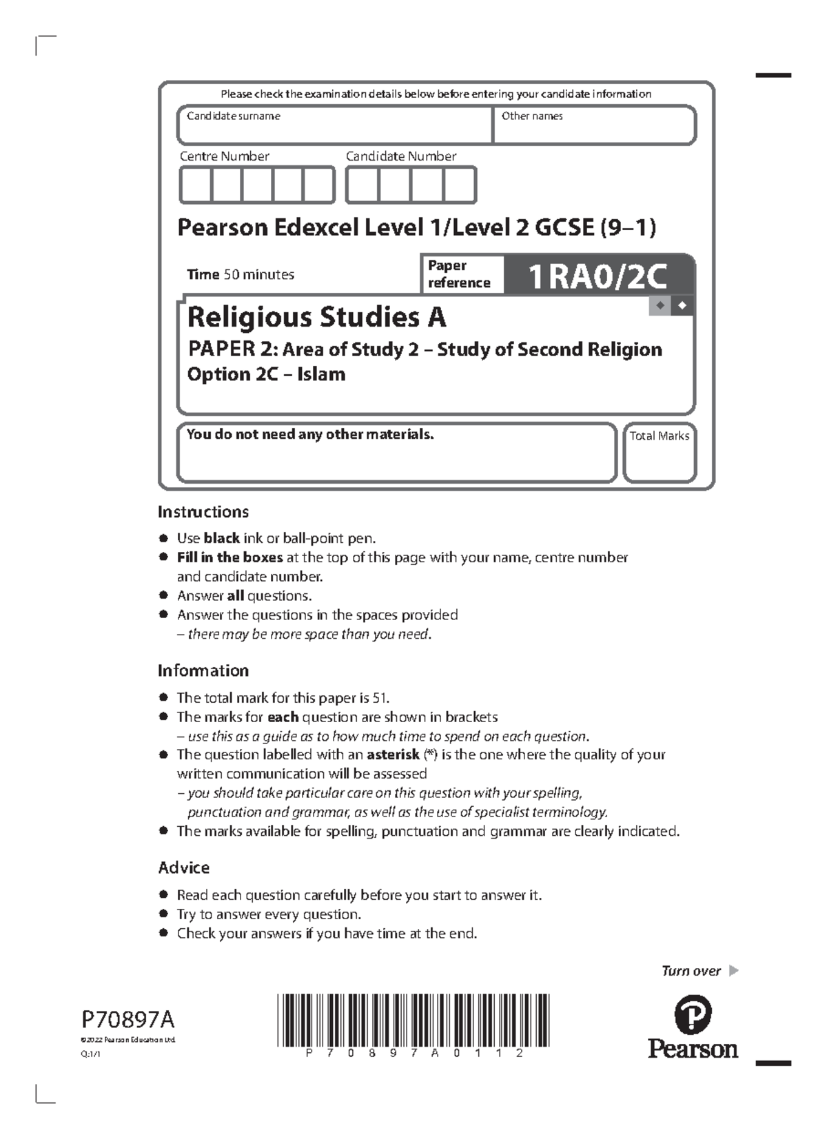 Questionpaper-Paper 2C-June2022 - Centre Number Candidate Number ...