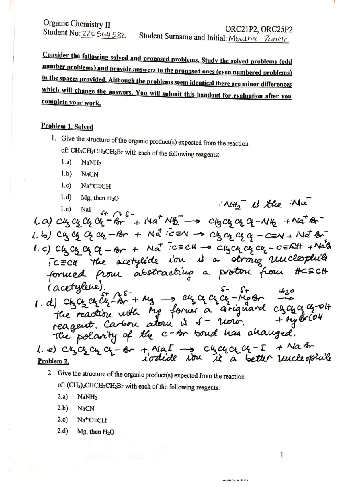 Organic Chemistry 2 Assignment on reagents - CHE31M1 - Studocu