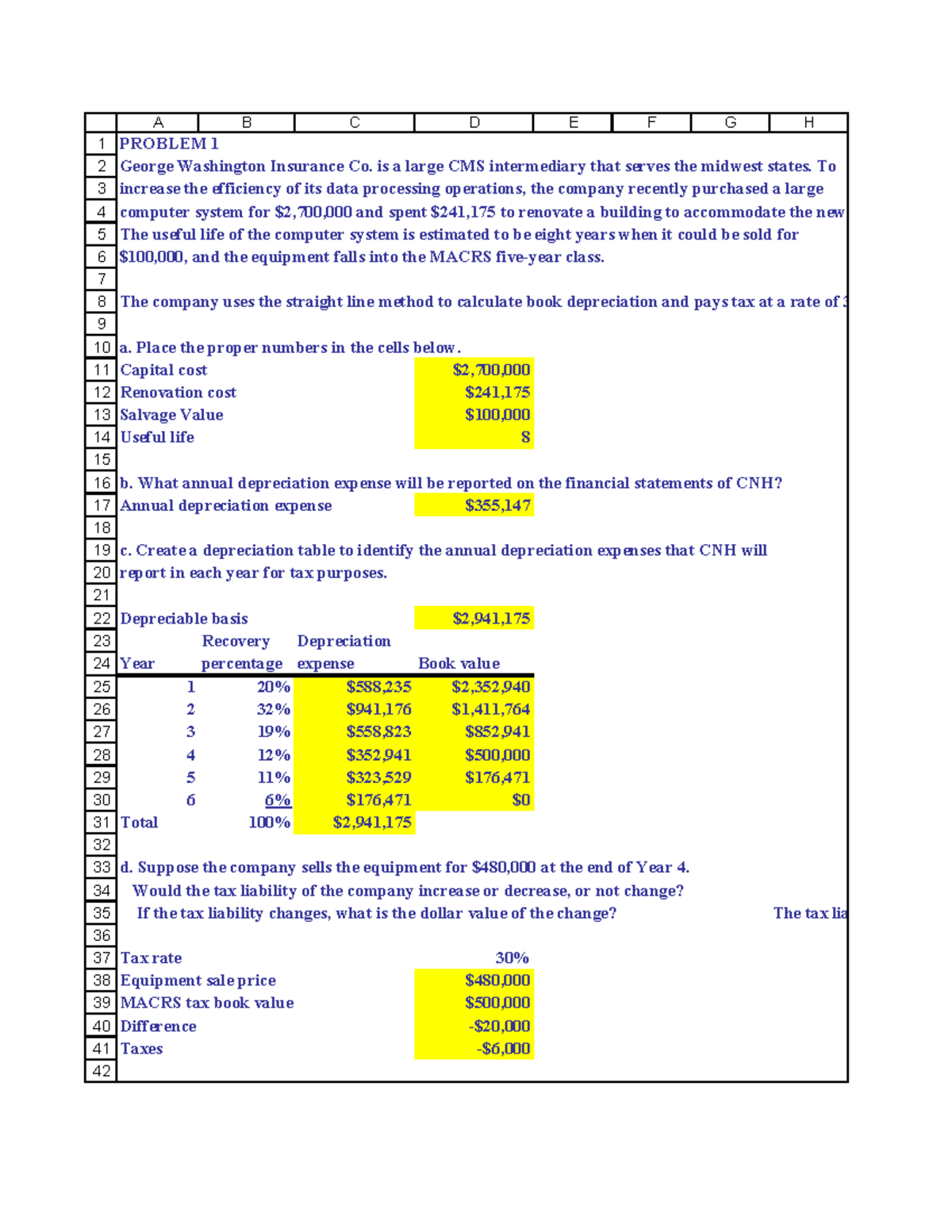 Excel Practice Assignment 7 - ####### A B C D E F G H George Washington ...
