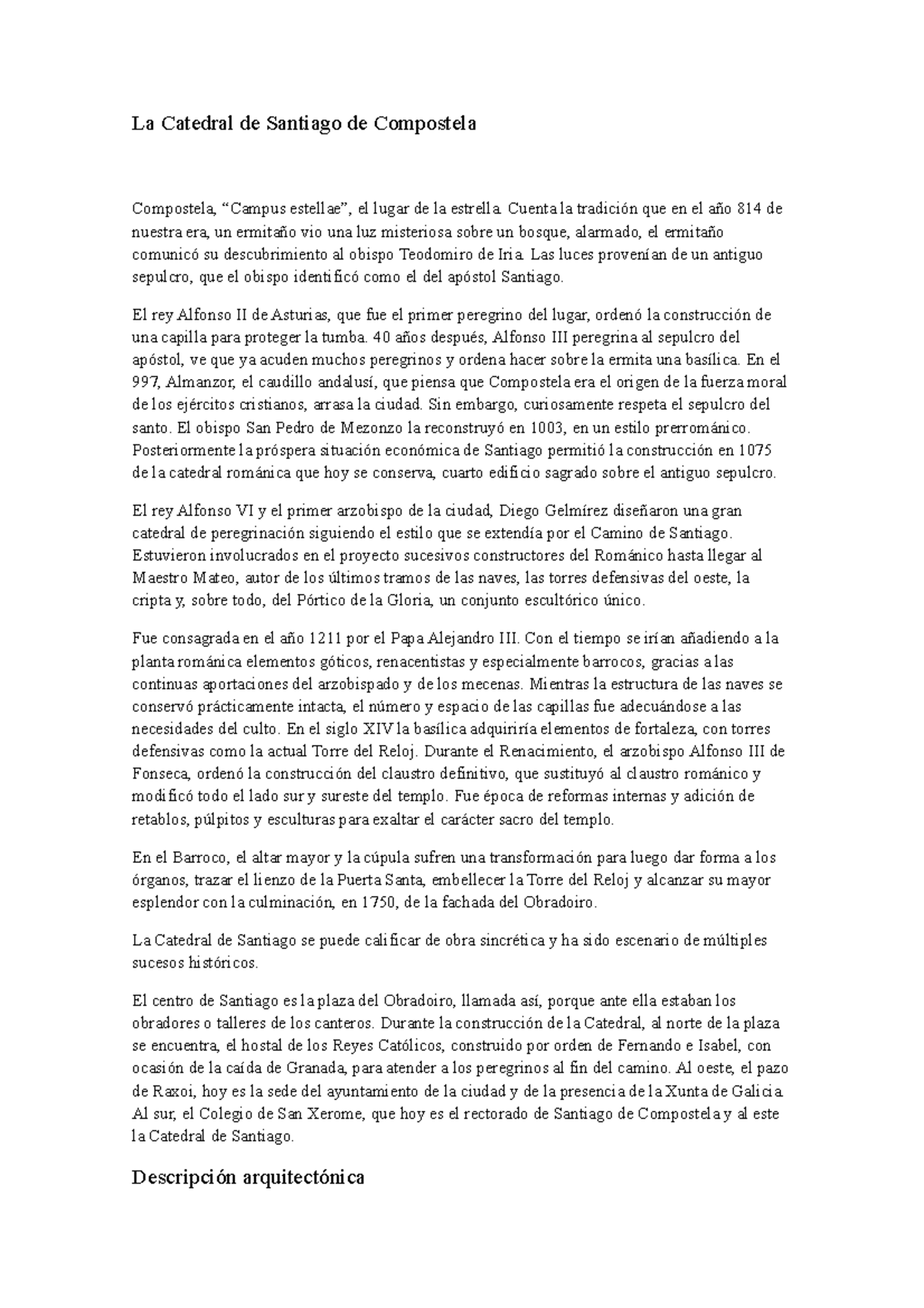 La Catedral de Santiago de Compostela - La Catedral de Santiago de ...