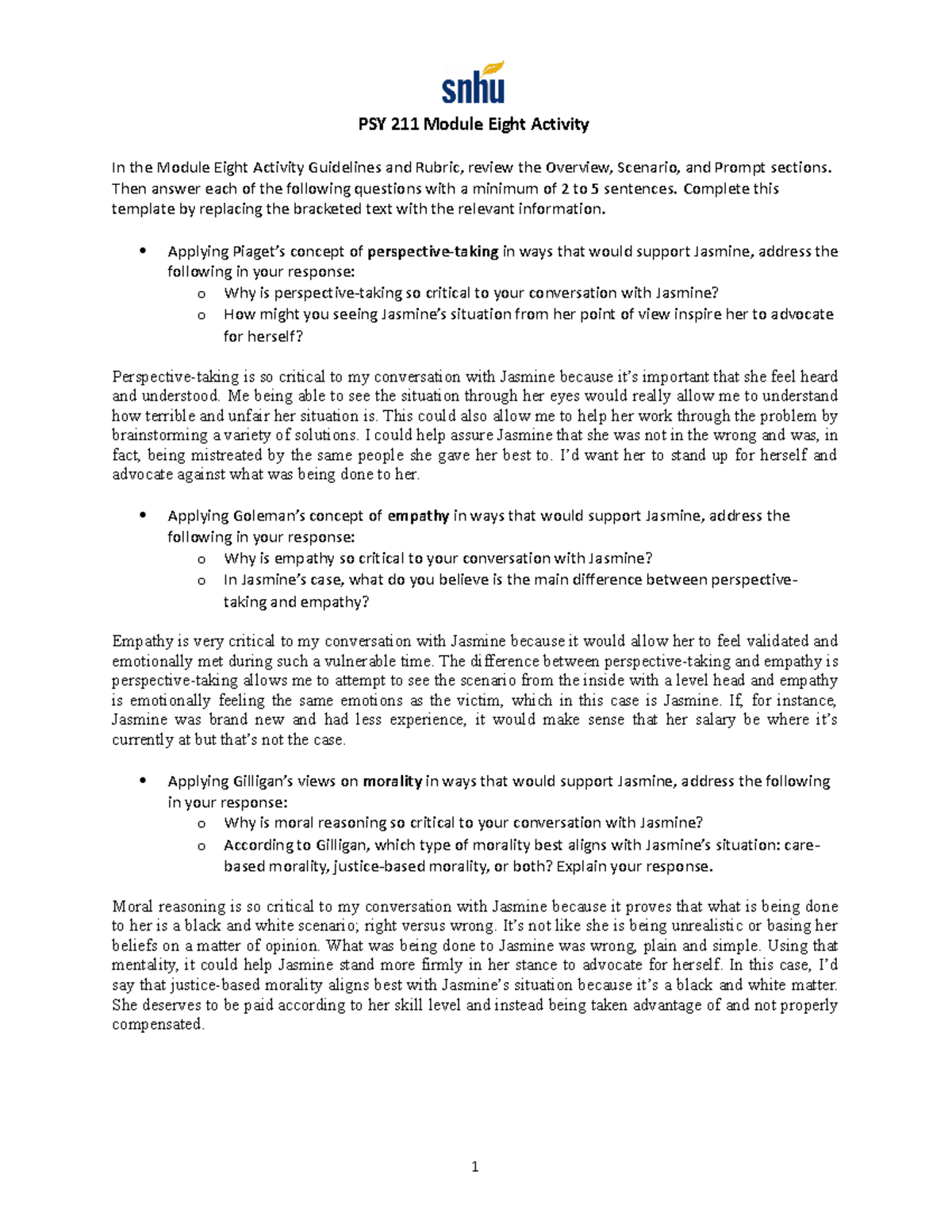 PSY 211 Module Eight Activity - PSY 211 Module Eight Ac琀椀vity In the ...
