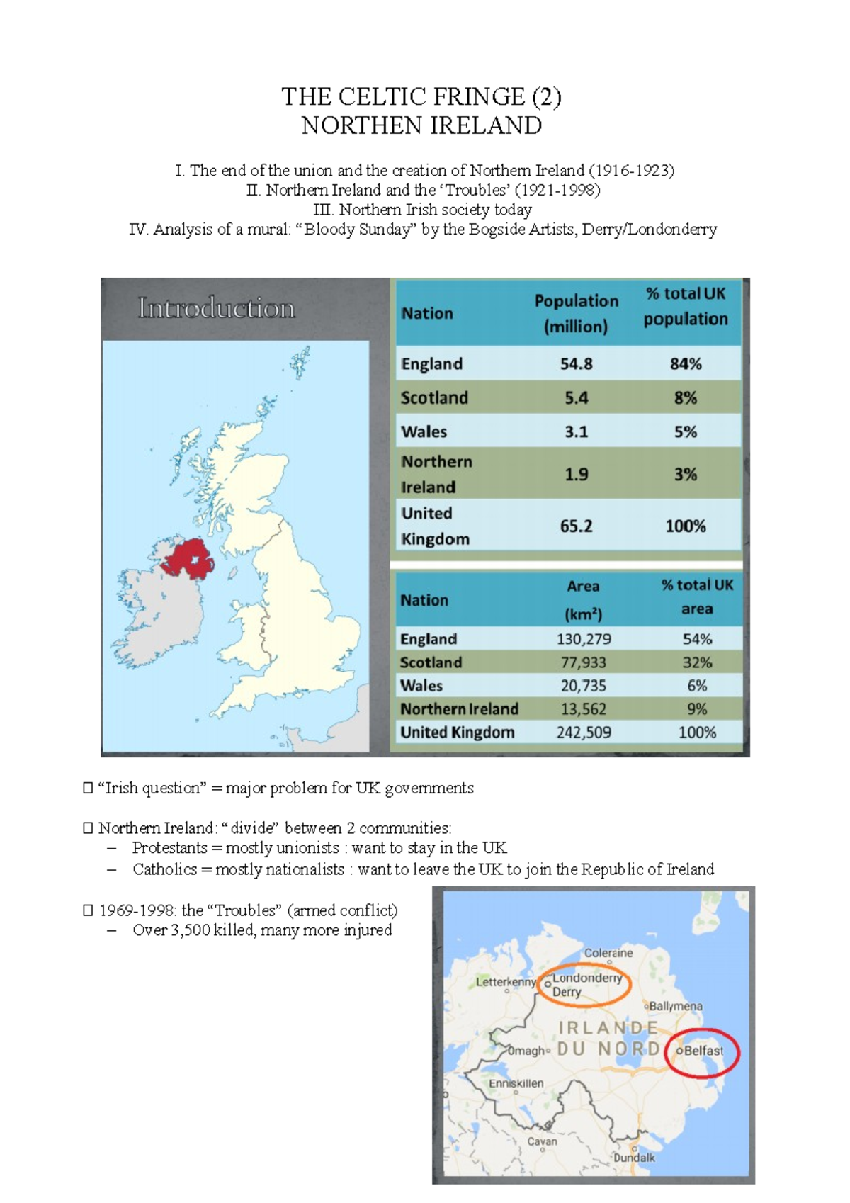 Lecture-7 - Notes de cours 7 - THE CELTIC FRINGE (2) NORTHEN IRELAND I ...