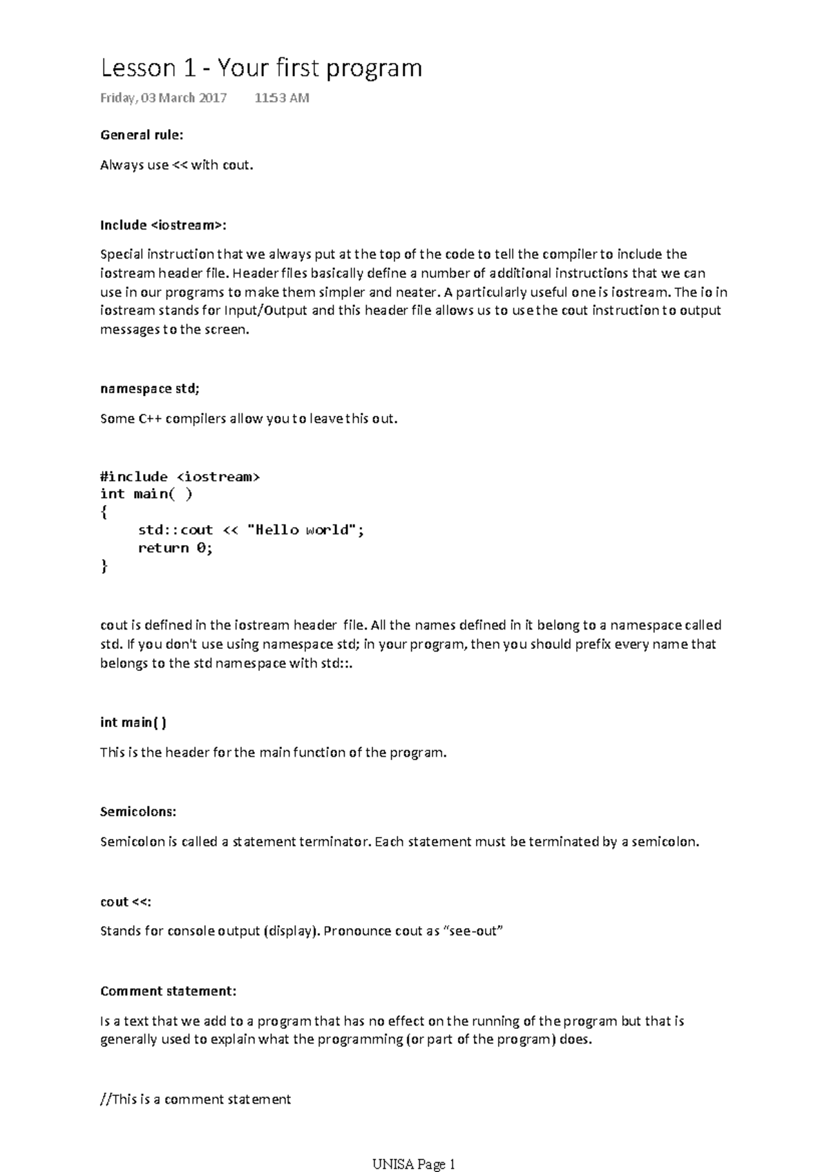 COS1511 - Previous question papers - COS1521 - Unisa - Studocu