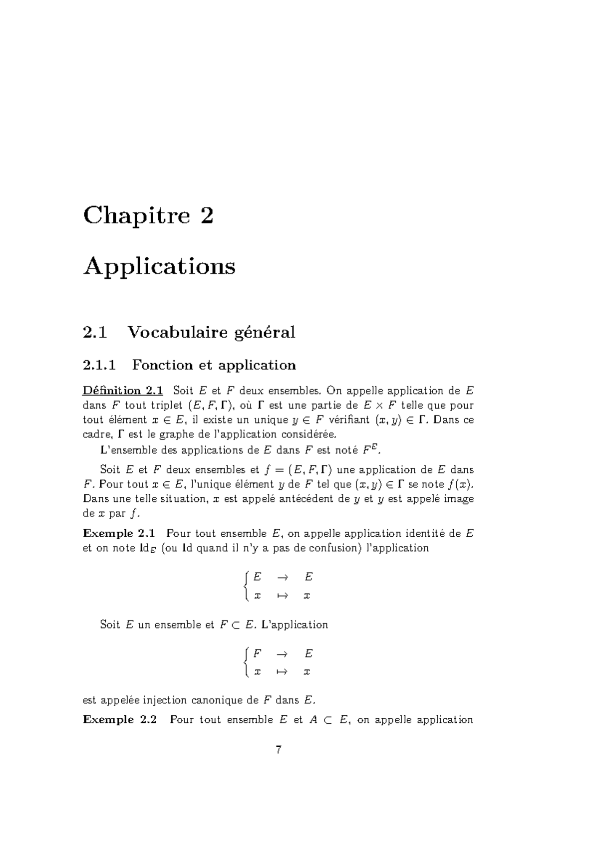 Maths mpsi-9 - Chapitre 2 Applications 2 Vocabulaire général 2.1 ...