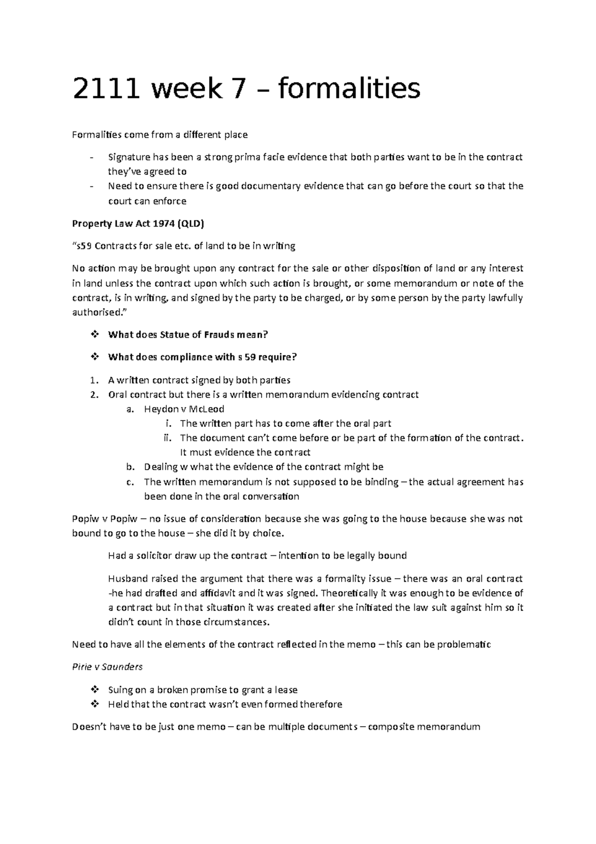 Lecture 7 - very basic notes - 2111 week 7 – formalities Formalities ...