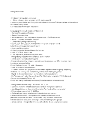 Immigration Last Slides Notes - Notes Migrants Are..... - Seen as a ...
