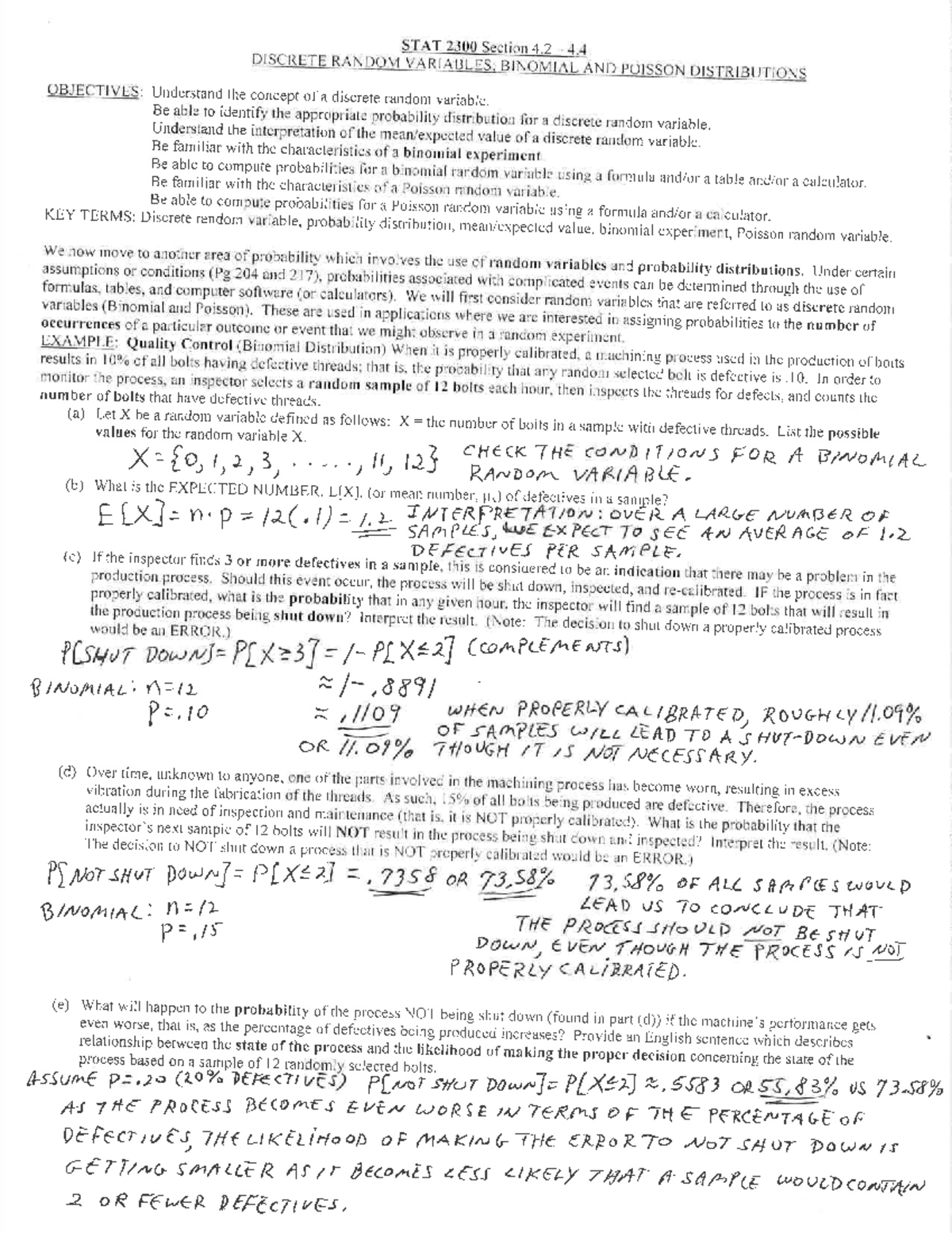 STAT 2300 Lecture Notes 4.2-4.4 - STAT 2300 - Studocu
