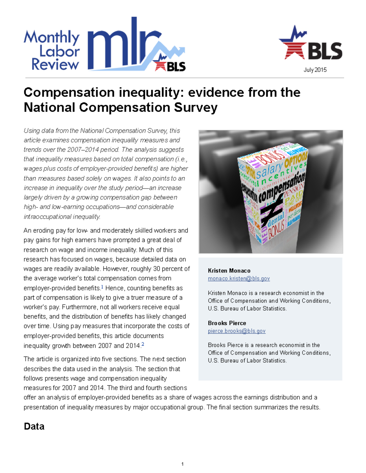 Compensation inequality evidence from the national compensation survey ...