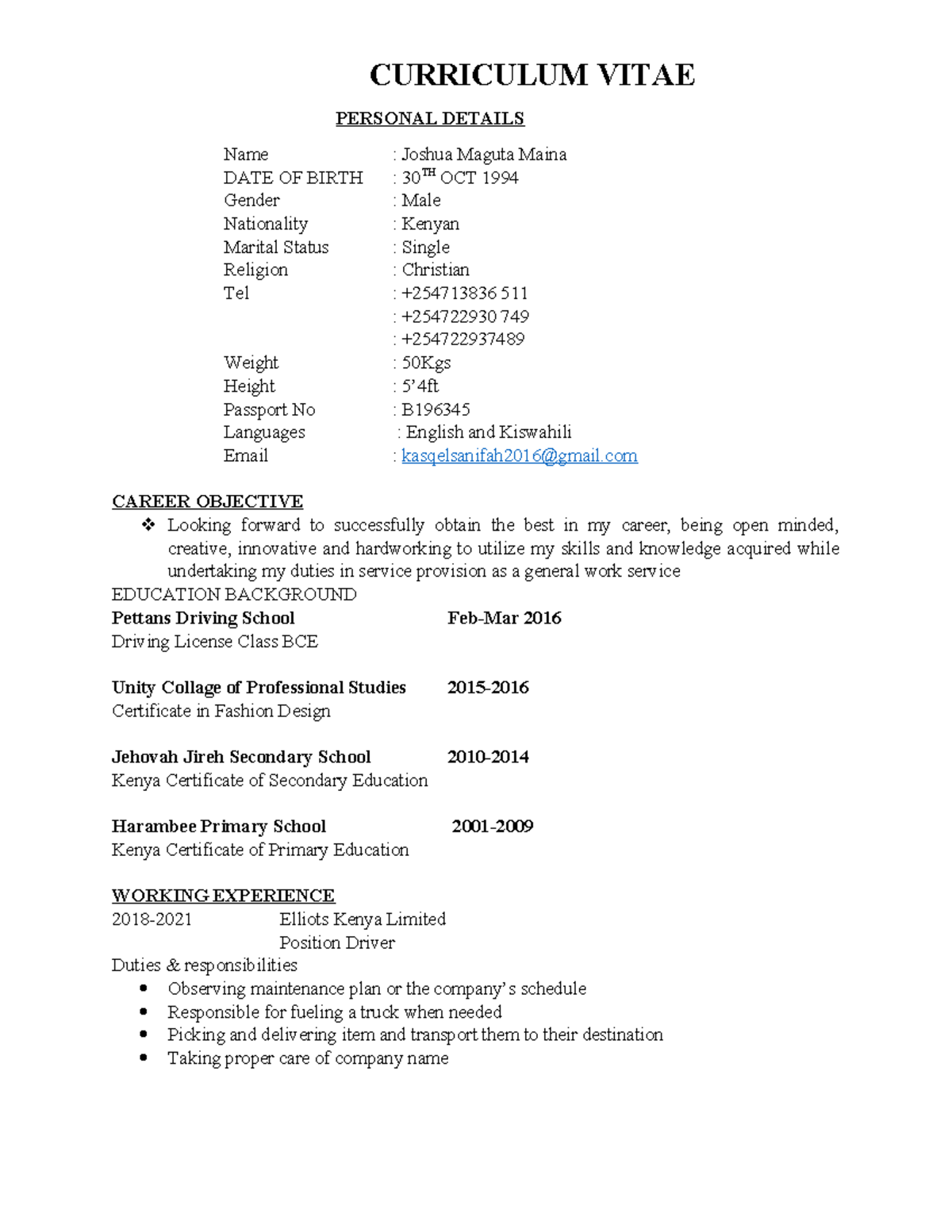 Curriculum VITA1 - ffh - CURRICULUM VITAE PERSONAL DETAILS Name ...