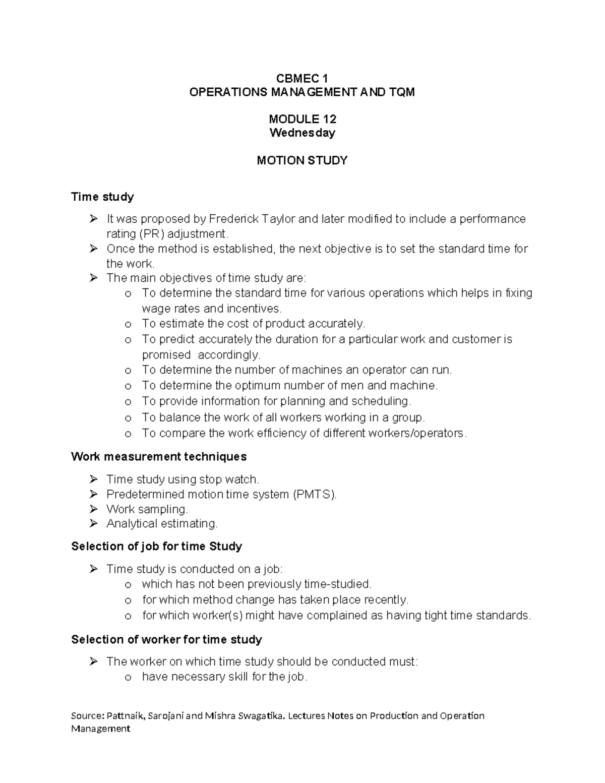 Cbmec 1 M12 WED - Summary Agriculture - CBMEC 1 OPERATIONS MANAGEMENT AND TQM MODULE 12 ...