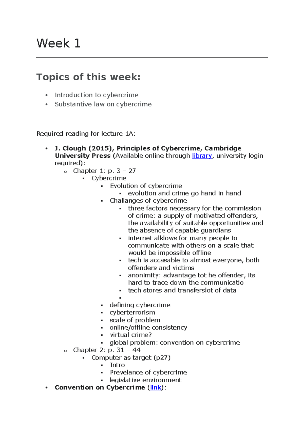 Cybercrime notes w1 - Week 1 Topics of this week: Introduction to ...