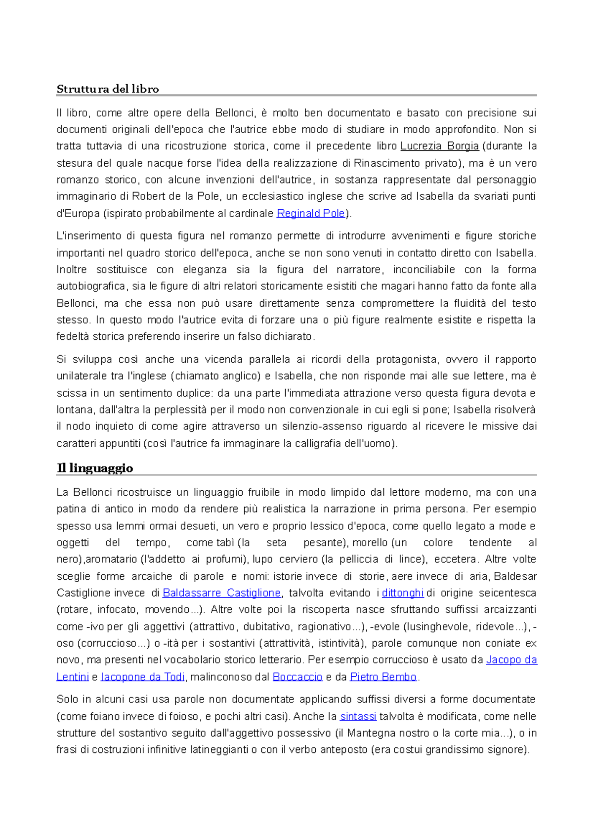 Struttura del libro rinascimento privato - Struttura del libro Il libro ...