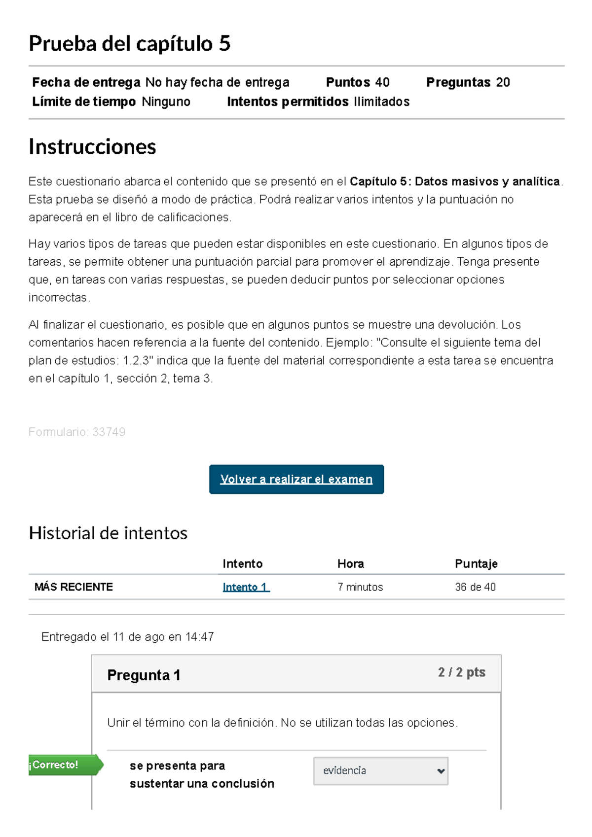 Pdfcoffee - sistemas - Prueba del capítulo 5 Fecha de entrega No hay fecha de entrega Puntos 40 ...