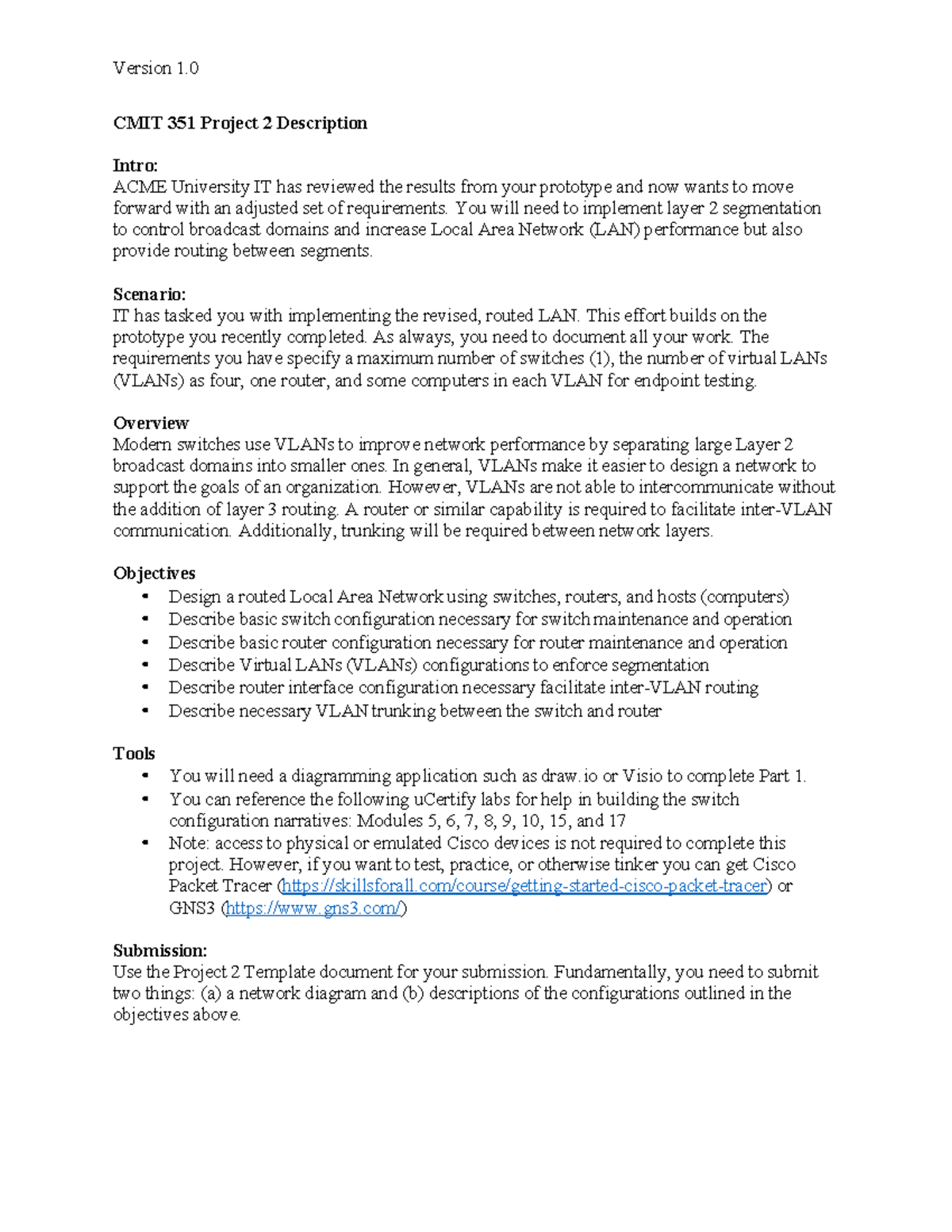 CMIT 351 Project 2 Instructions - Version 1. CMIT 351 Project 2 Description Intro: ACME ...