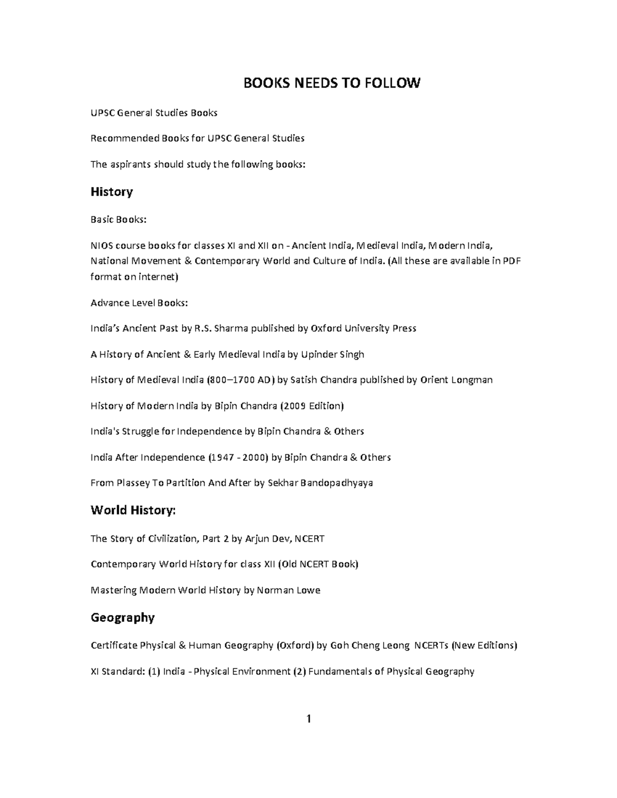 General studies book lists for UPSC prilims and mains - BOOKS NEEDS TO ...