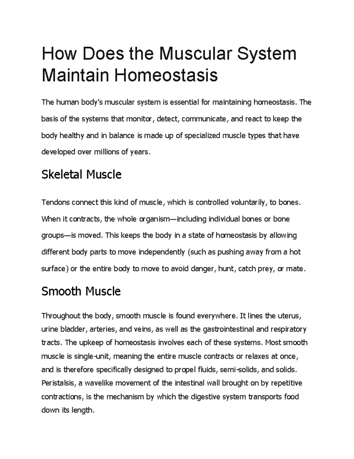 How Does the Muscular System Maintain Homeostasis - How Does the ...