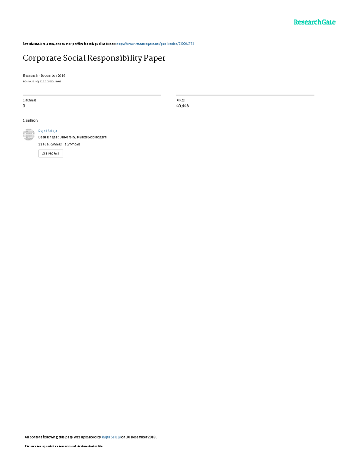 Corporate Social Responsibility Paper - See discussions, stats, and ...