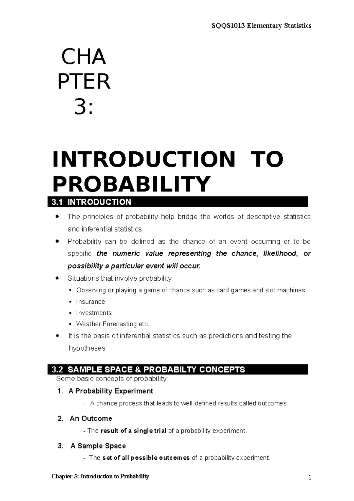 SQQS1013-Chapter 3 - SQQS1013-Chapter 3 - INTRODUCTION TO PROBABILITY 3 ...