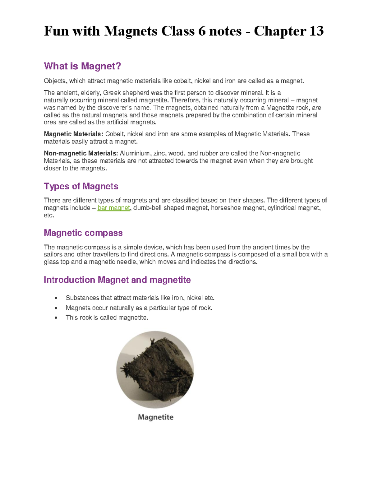What is Magnet - Lecture notes - What is Magnet? Objects, which attract ...