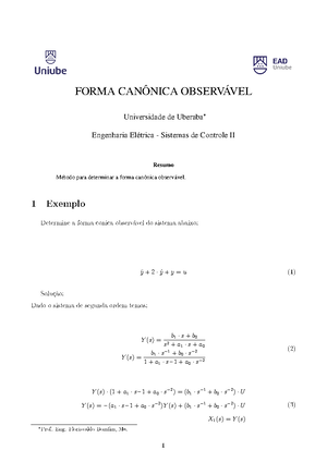 Equação DE Estado - Forma Canônica - EQUAÇÃO DE ESTADO - FORMA CANÔNICA ...