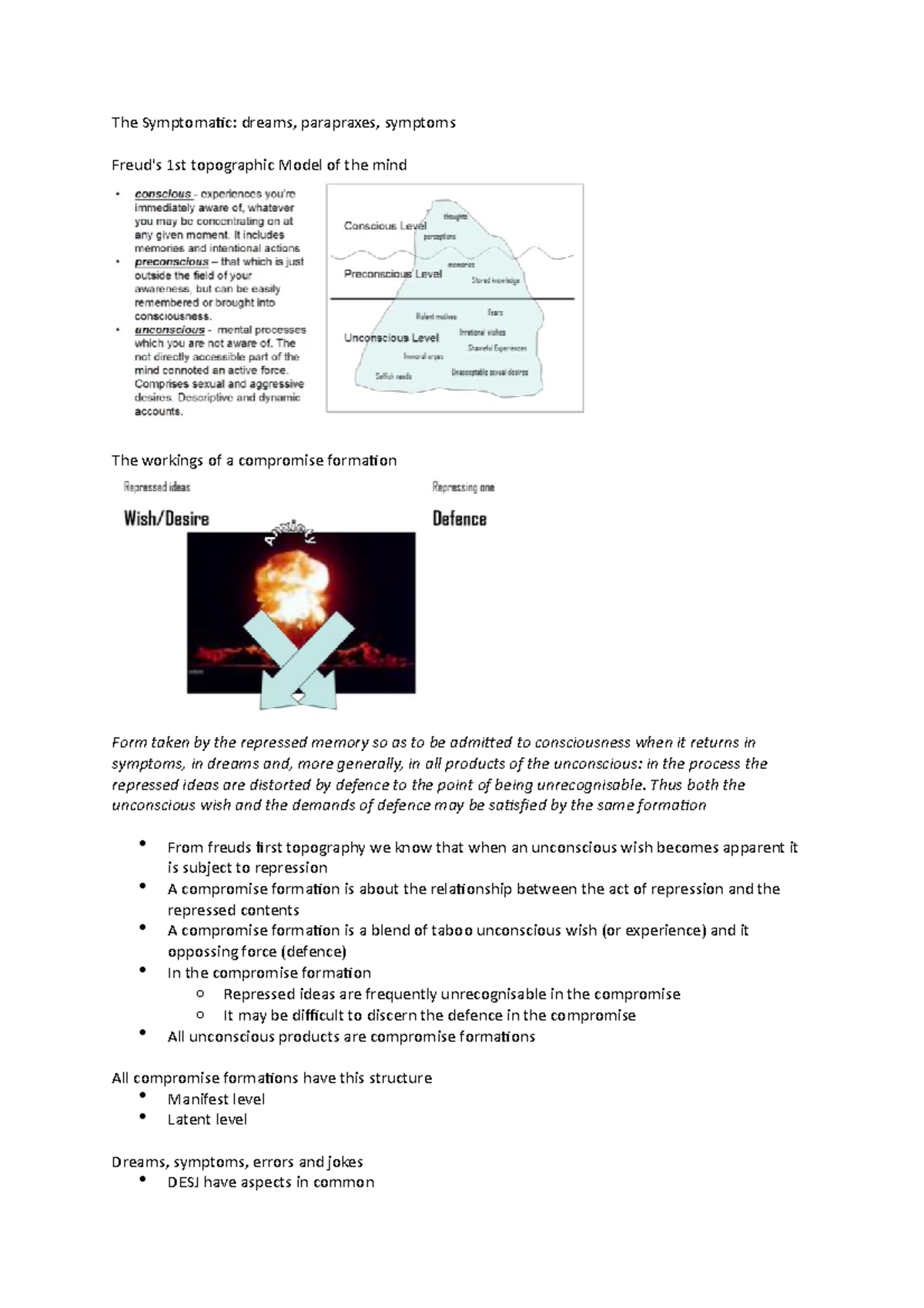 The Symptomatic - Lecture notes 1-5 - The Symptomatic: dreams ...