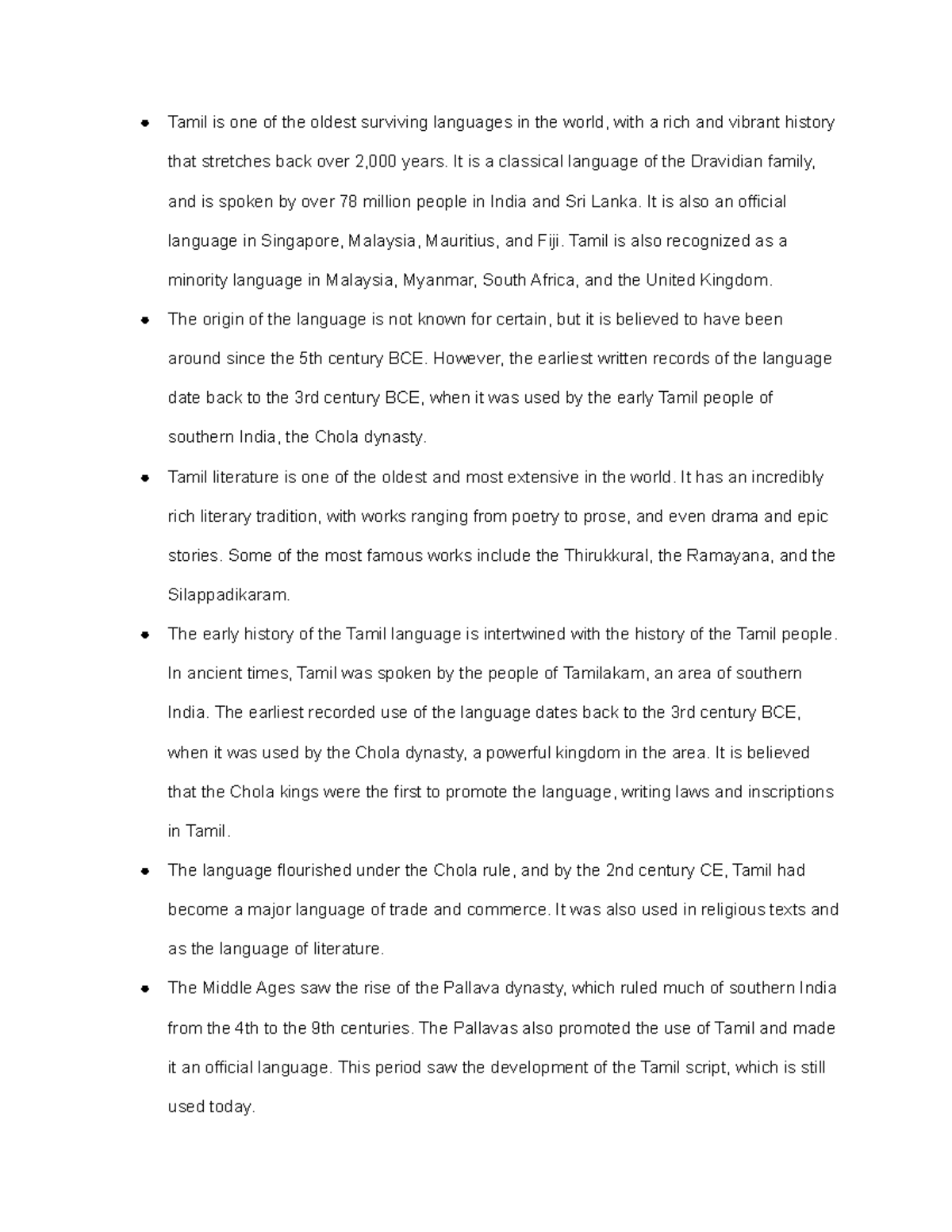 History of Tamil - Tamil is one of the oldest surviving languages in ...