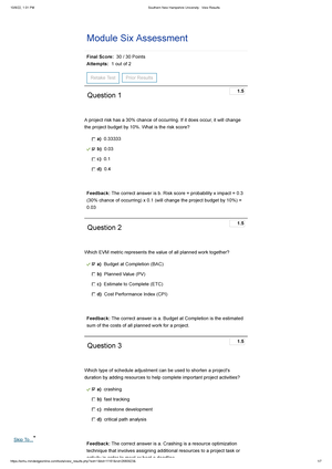 Module Six Pre-test - MOD 6 practice - Module Six Pre-test Final Score ...