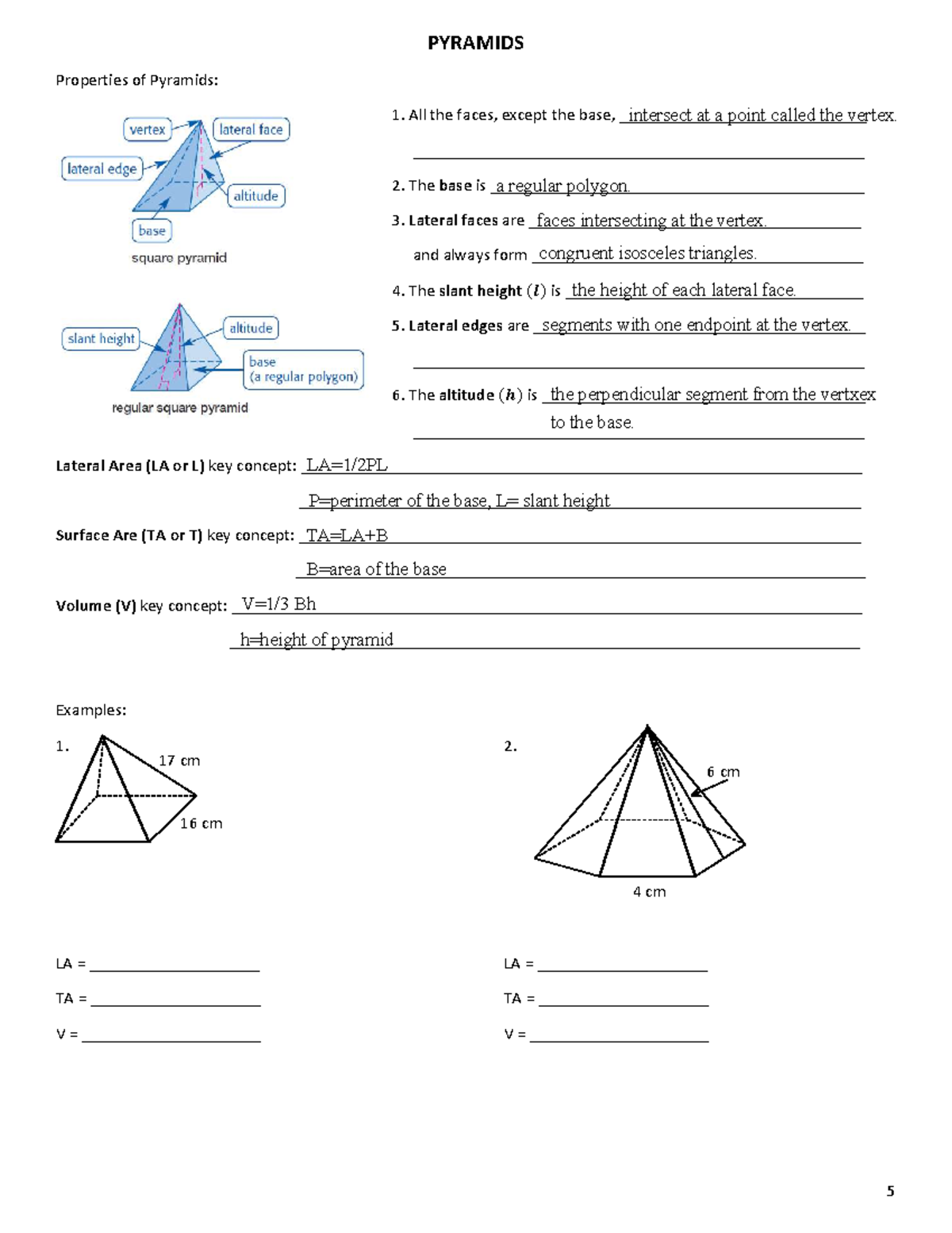 Muhammad Fazili - Pyramids- blank - 16 cm 17 cm 6 cm 4 cm PYRAMIDS Properties of Pyramids: 1 ...