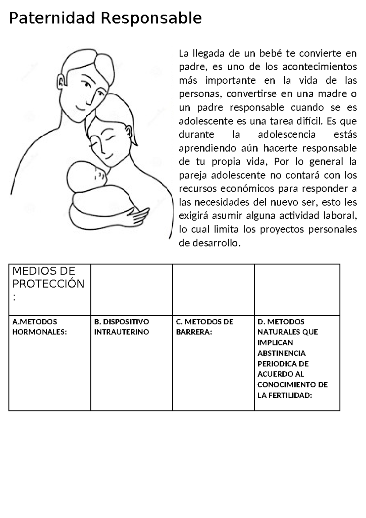 4TO Secundaria-Paternidad Responsable - Paternidad Responsable La ...