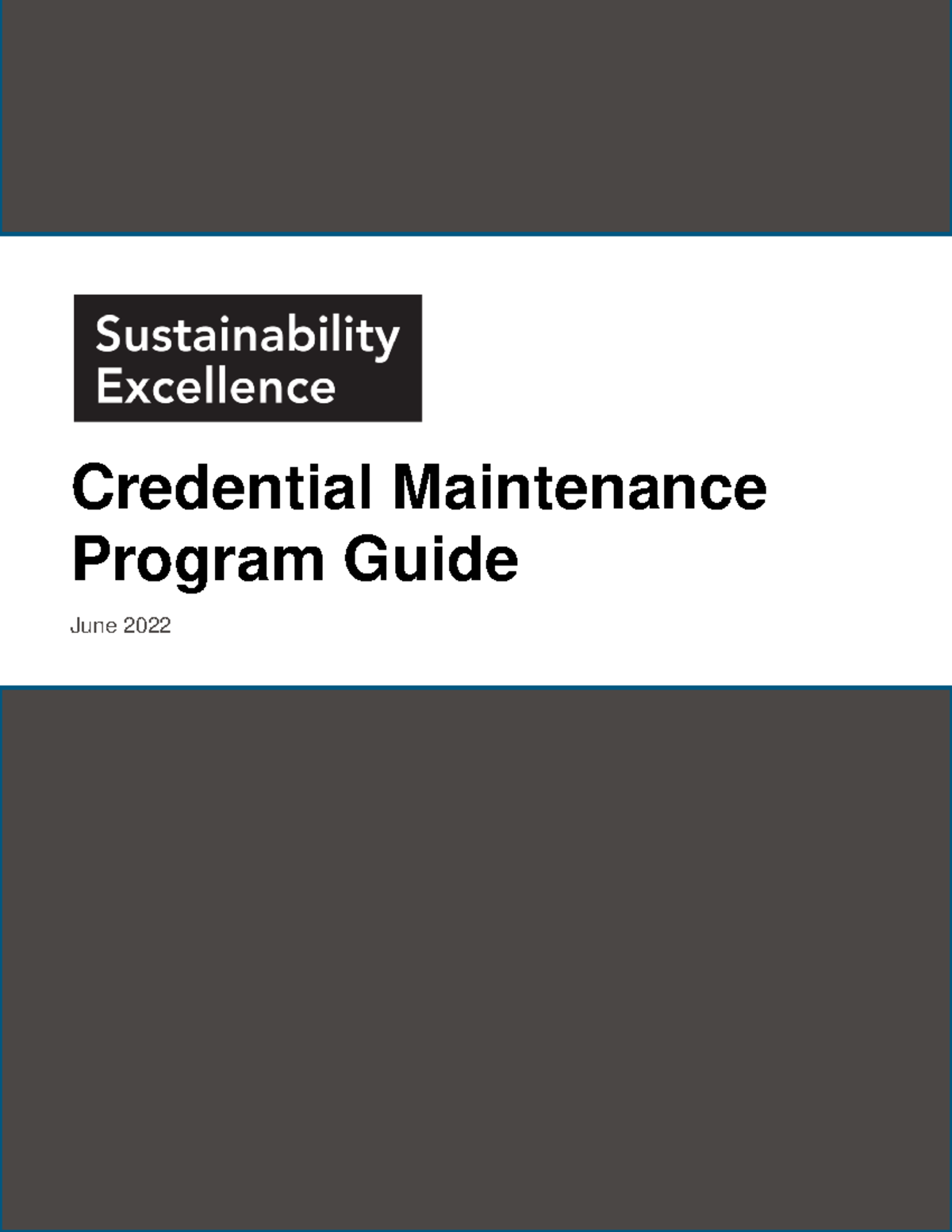 SE Sustainability Excellence CMP Guide 6.24.22 - Credential Maintenance Program Guide June 2022 ...