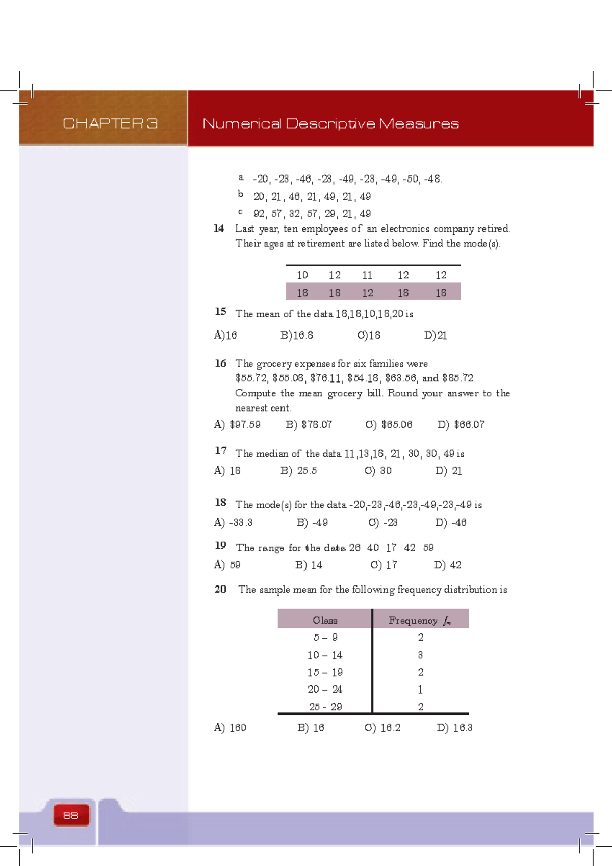 Chapter 3 statistics notes with outline - a -20, -23, -46, -23, -49 ...