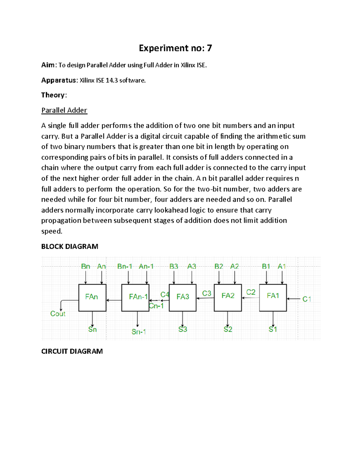 7 Parallel Adder - - Studocu