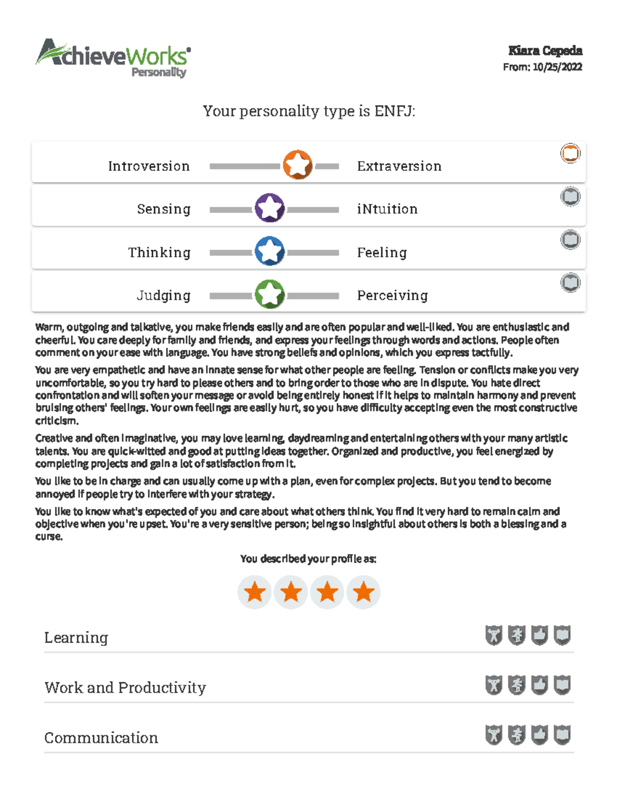 Achieve Works Personality Summary Report - Deprecated API usage: The ...