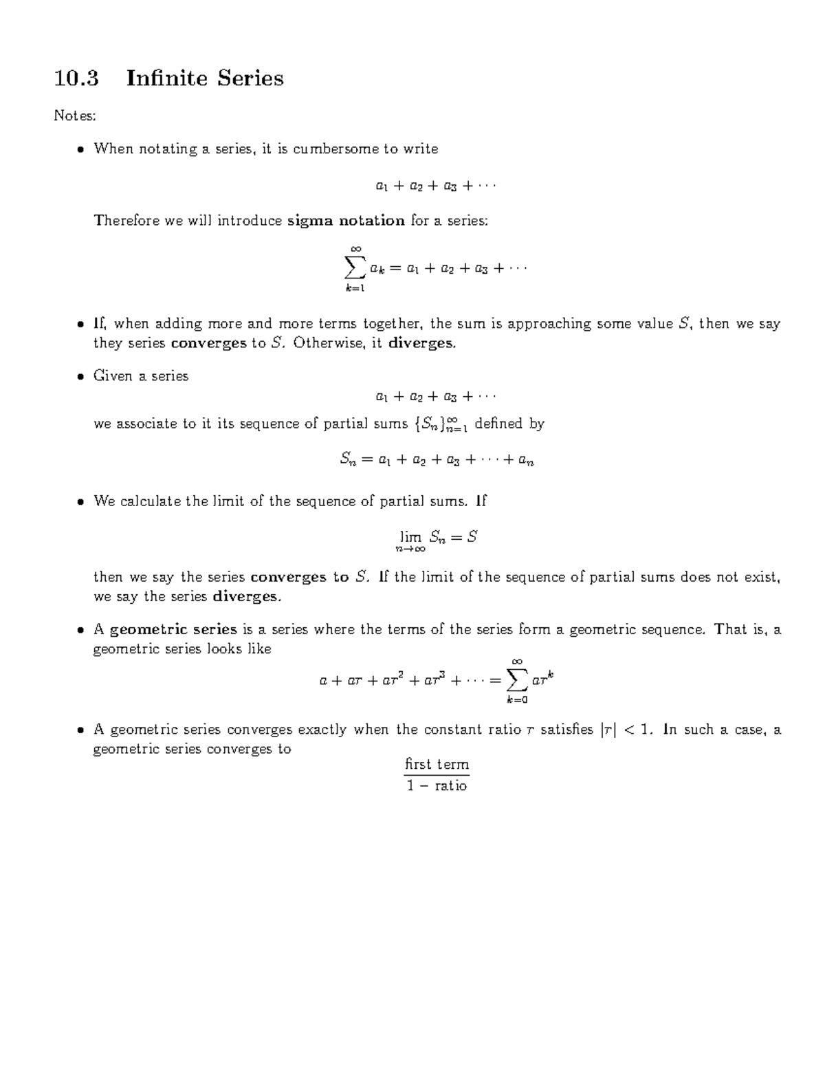 Infinite series - yes - 10 Infinite Series Notes: When notating a ...