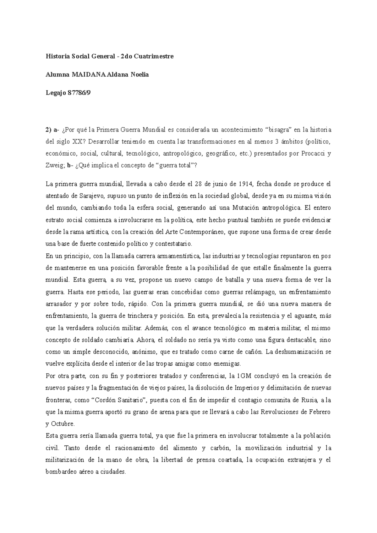 Historial social general - Parcial Segundo Cuatrimestre - Historia ...