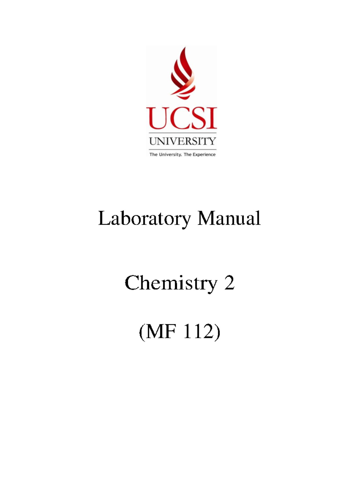 Lab Manual Jan 2018 - Laboratory Manual Chemistry 2 (MF 112) Table of ...