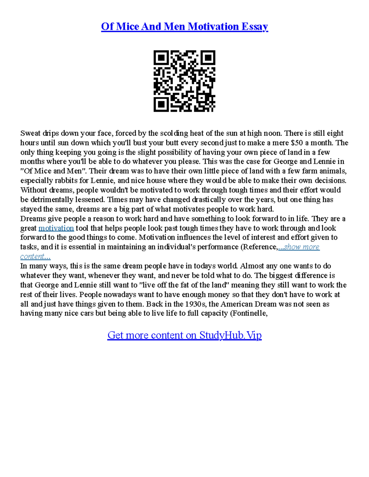 Of Mice And Men Persuasive Essay - Of Mice And Men Motivation Essay ...