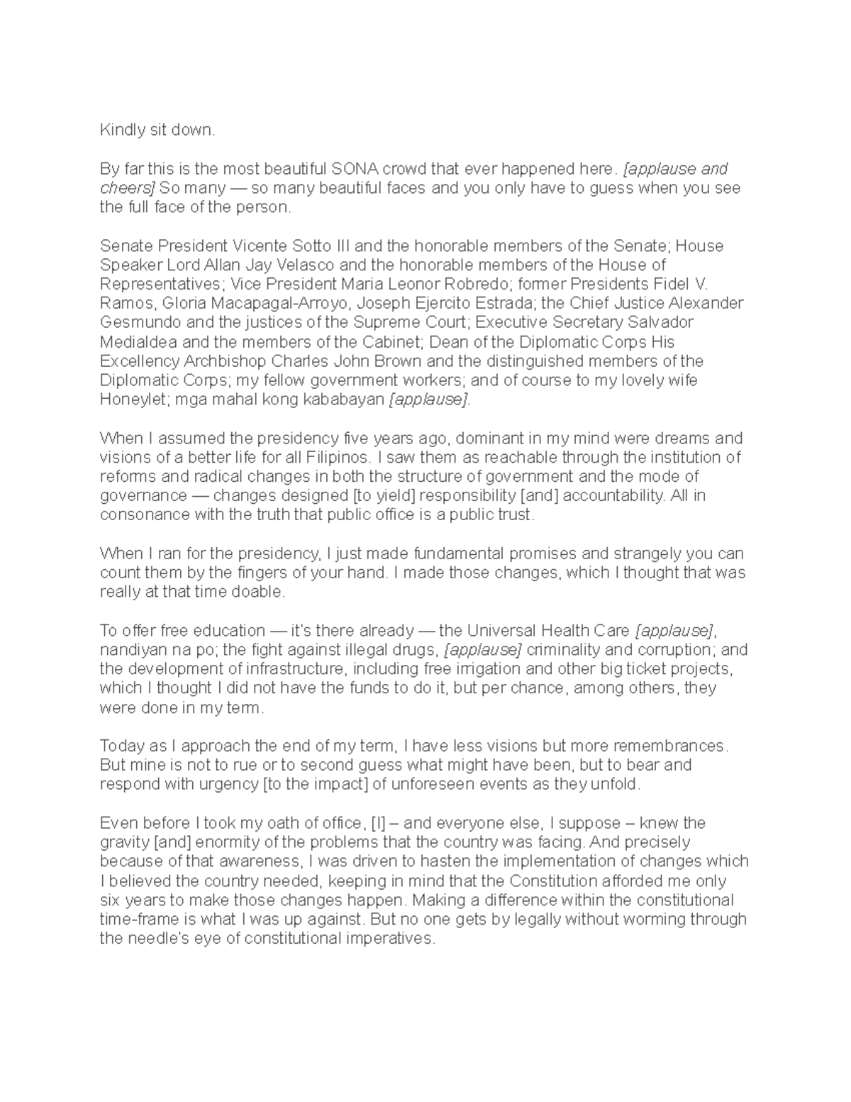 Inaugural Address of DU30 SONA 2021 pt1 - Kindly sit down. By far this ...