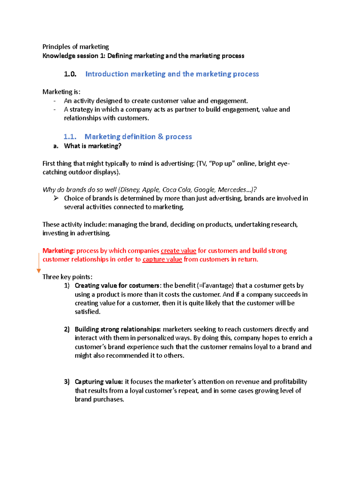 cours1 economic - Principles of marketing Knowledge session 1: Defining ...