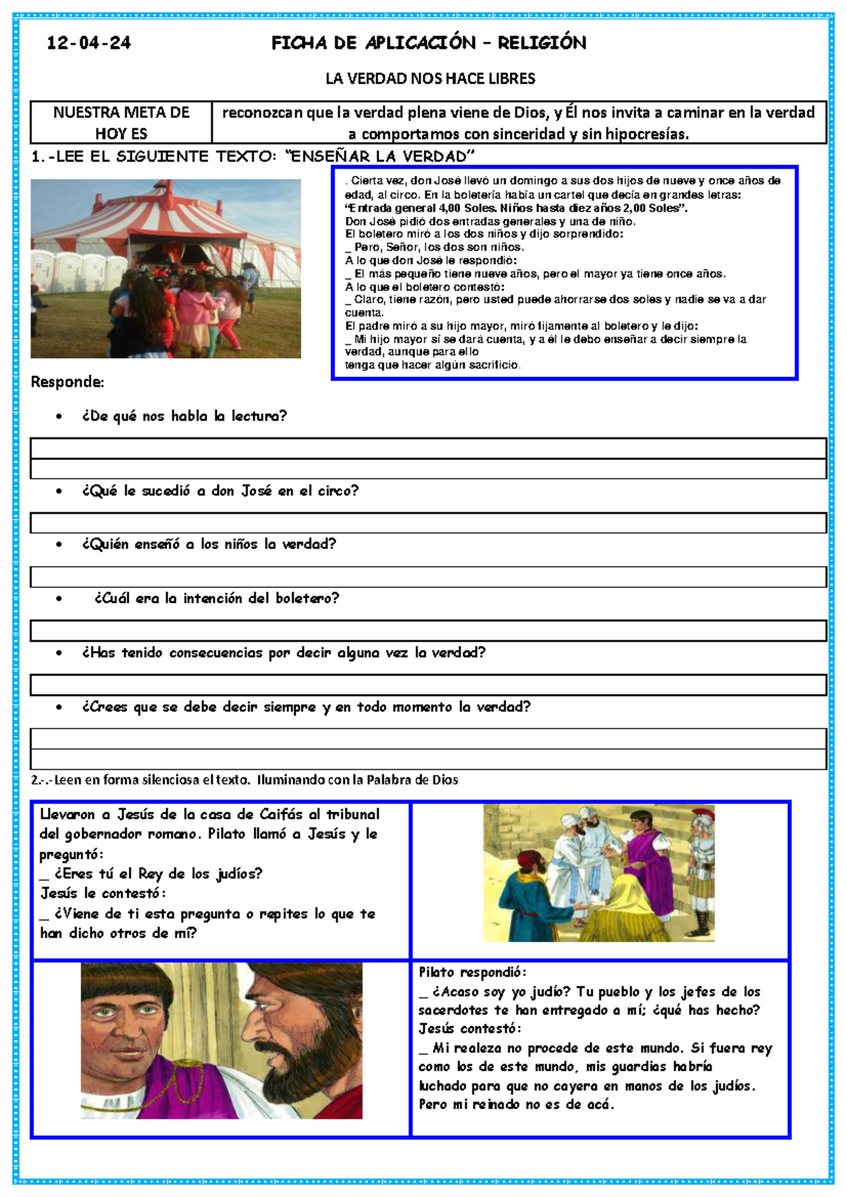 DIA5 Viernes 12-04-24 Ficha DE Religión - 12 - 04 - 24 FICHA DE ...