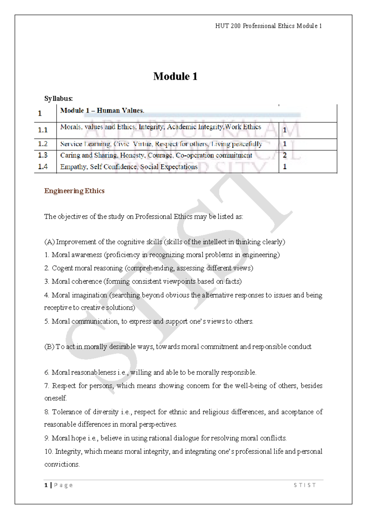 HUT 200 Module 1 Notes - Module 1 Syllabus: Engineering Ethics The ...