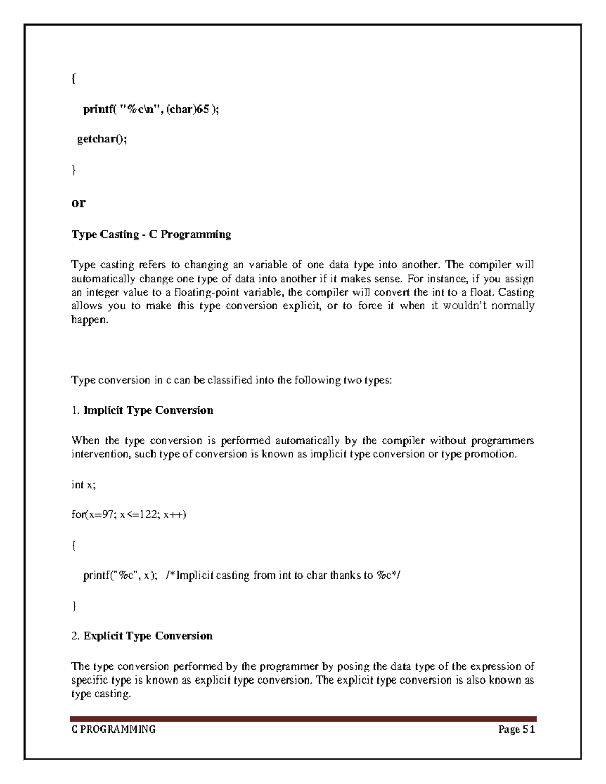 CP-51-60 - academic notes - { printf( "%c\n", (char)65 ); getchar ...