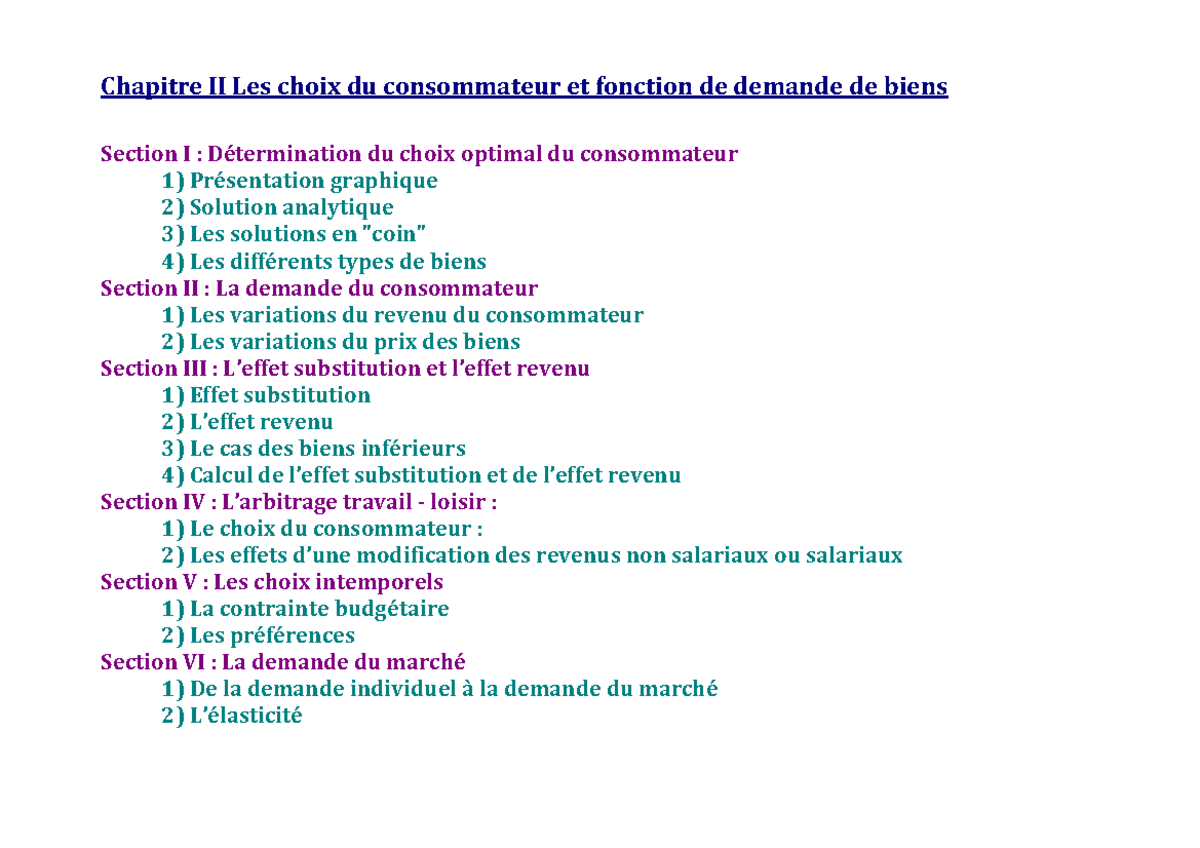 Transparent Chapitre 2 - Chapitre II Les choix du consommateur et ...