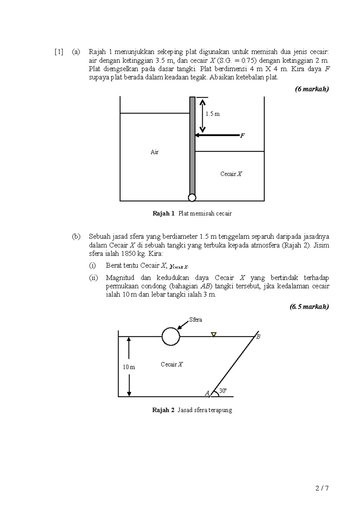Fluid Final (2012) - [1] (a) Rajah 1 menunjukkan sekeping plat ...
