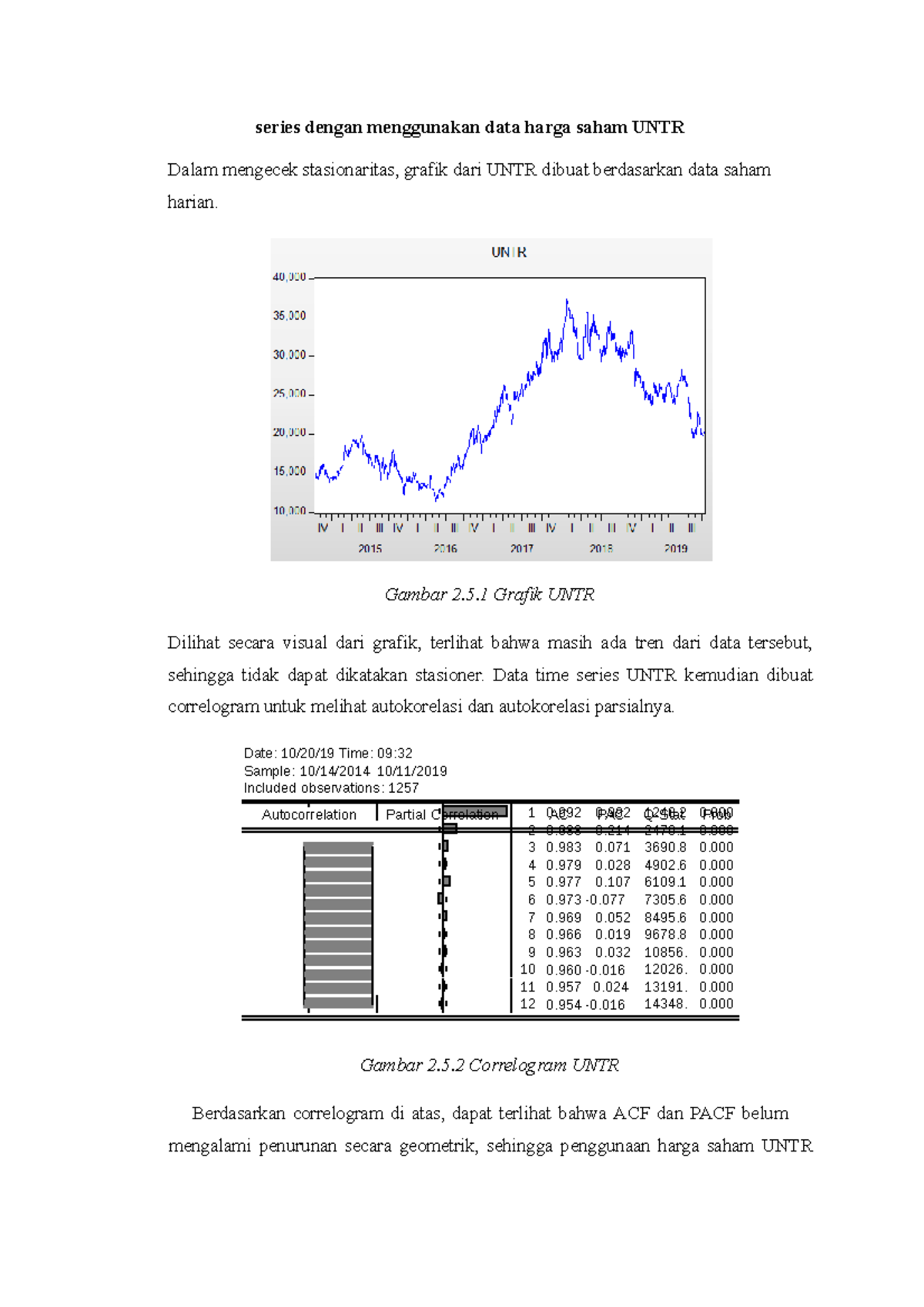 Series dengan menggunakan data harga saham UNTR - ####### 1240 0 ...