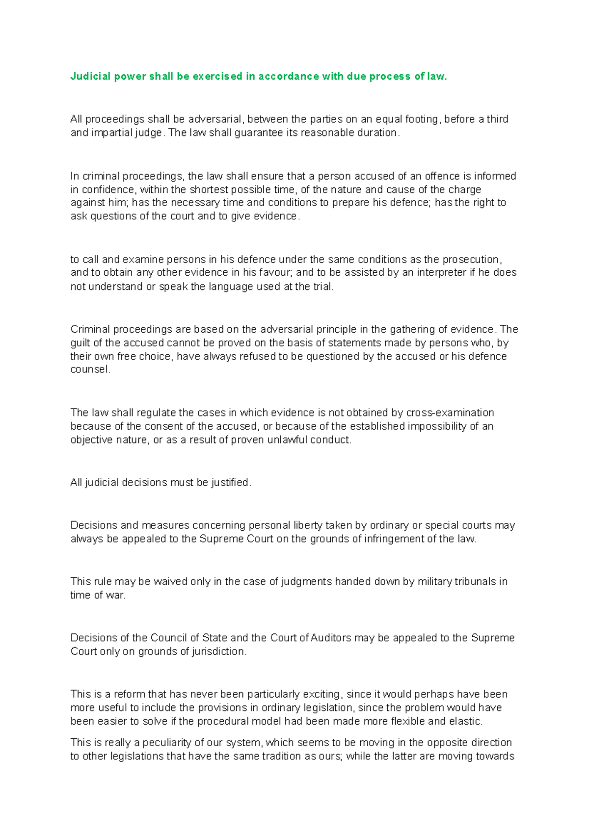 Judicial power shall be exercised in accordance with due process of law ...