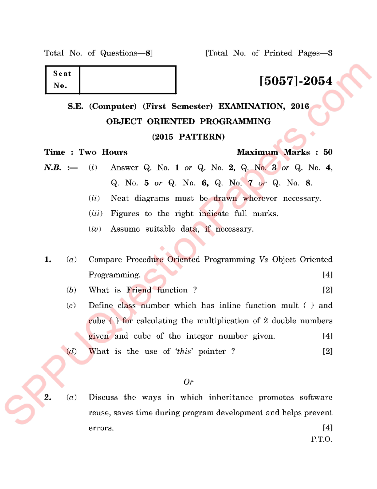 Be Computer Engineering Semester 3 2016 November Object Oriented Programming Oop Pattern 2015