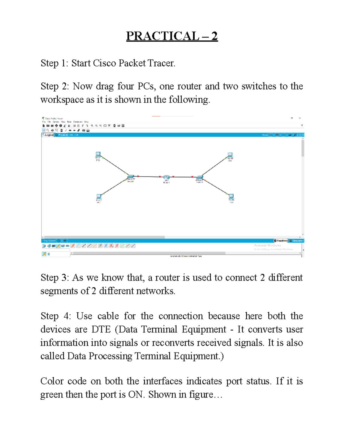 Practical 2 - asas - PRACTICAL – 2 Step 1: Start Cisco Packet Tracer ...